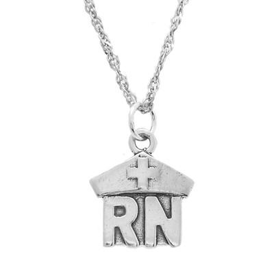 Sterling Silver Registered Nurse RN Hat Charm with Singapore Chain ...