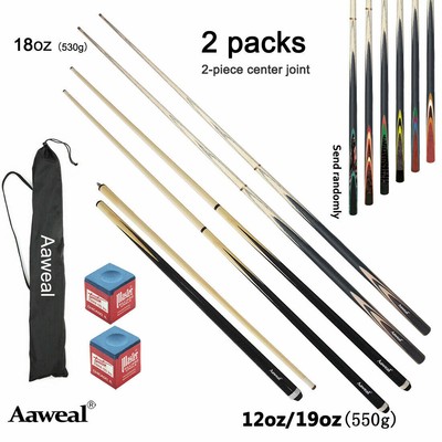 SET OF 57" Two-Piece Pool Cues with Accessories Billiards Sticks Free ...