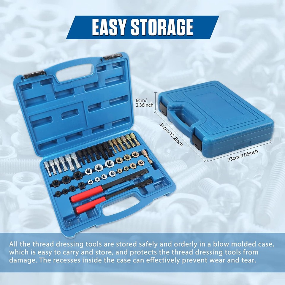 42PCS Thread Repair Kit Thread Chaser Set in UNC, UNF Thread Restorer ...