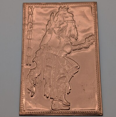 Vintage Kopper Kard Copper Postcard - Kachina Design, Embossed Hopi Art ...