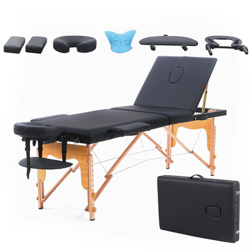 Portable Massage Table 84 Inch with Neck Stretcher, 3-Fold Adjustable ...
