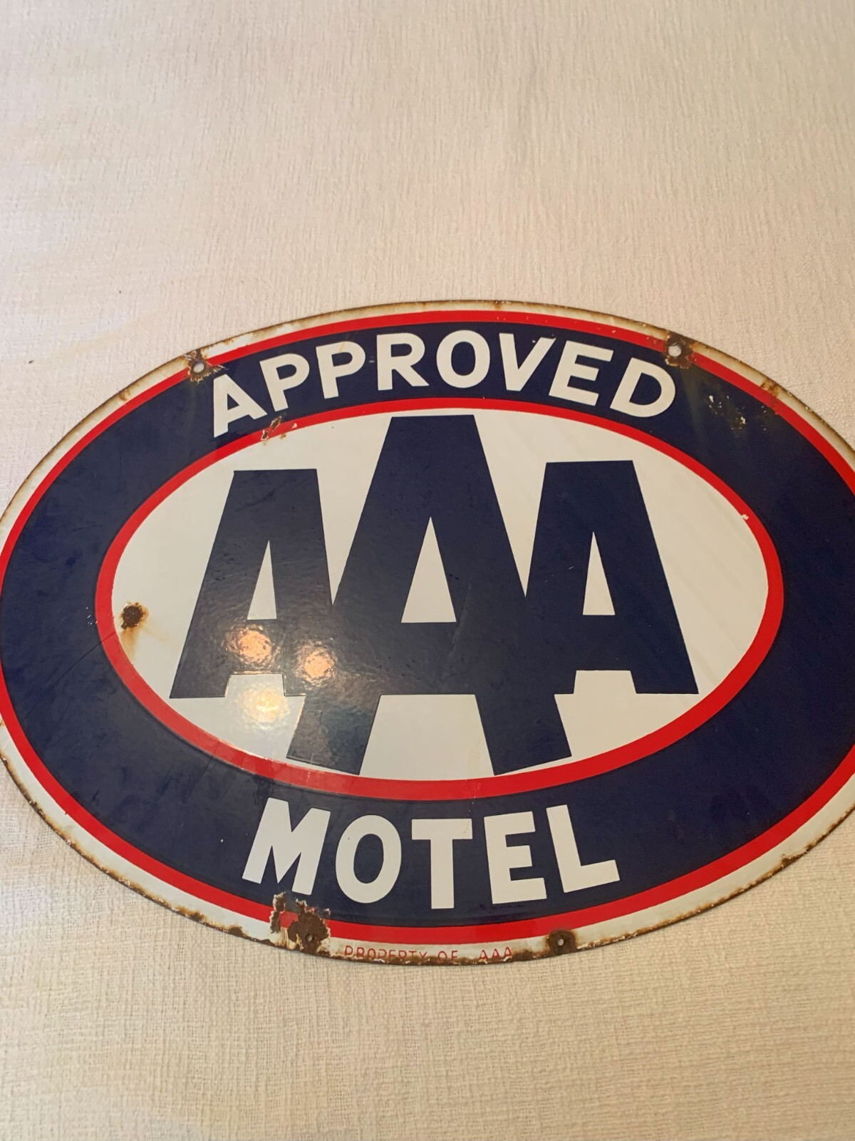 LARGE Vintage Double Sided AAA "Approved Motel" Sign - Porcelain ...