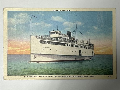 Vintage 1935 Steamer Naushon Massachusetts Steamboat Line Postcard ...