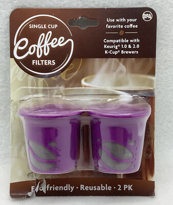 Single Cup Coffee Filters Eco-Friendly Reusable 2pk Keurig Compatible w ...