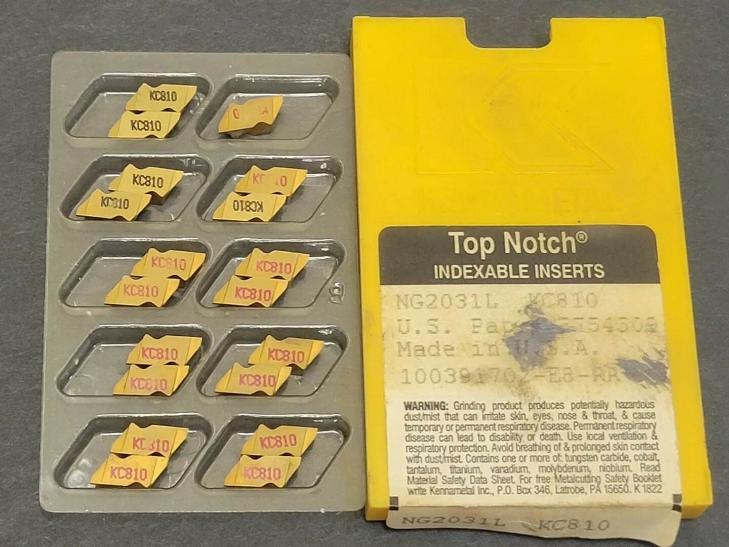 19pc Kennametal Top Notch NG2031L KC810 Inserts Machinist NG 2 Grooving ...