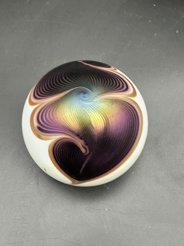 Stuart Abelman Paperweight Iridescent Art Glass Pulled Feather 31 Ft ...