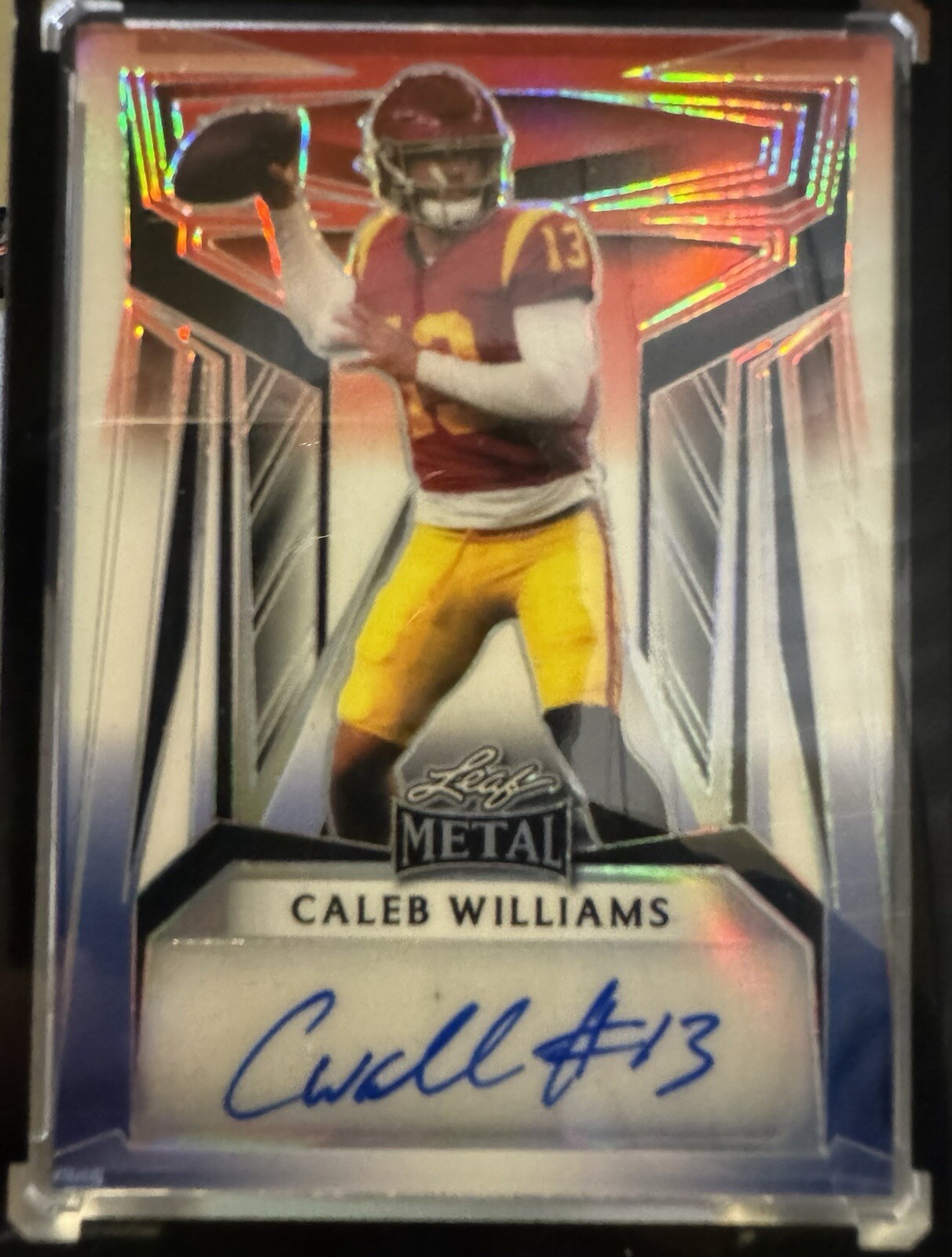 2023 Leaf Metal Caleb Williams RC Auto Red White Blue Prismatic USC 1/4 ...