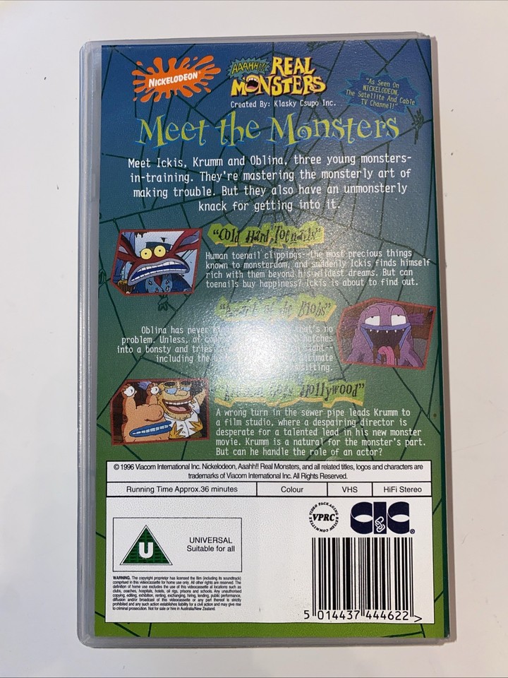 Nickelodeon Aaahh!! Real Monsters Meet The Monsters Vhs Video Children ...