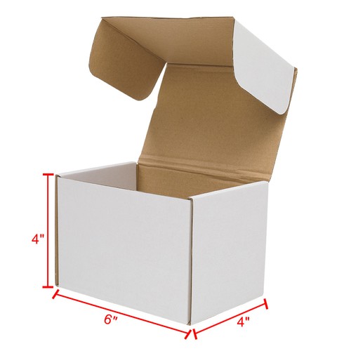 Corrugated Paper Boxes 6x4x4 Inch Pack of 50 White and Yellow Storage ...