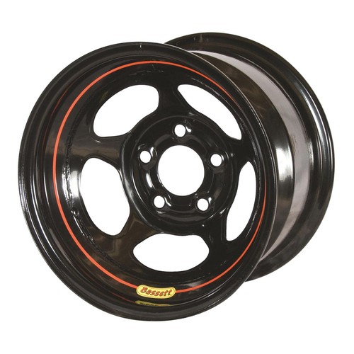 Bassett IMCA 5-Spoke Inertia 15x8 5x5 Steel 2pc Black Gloss Pair Wheels ...
