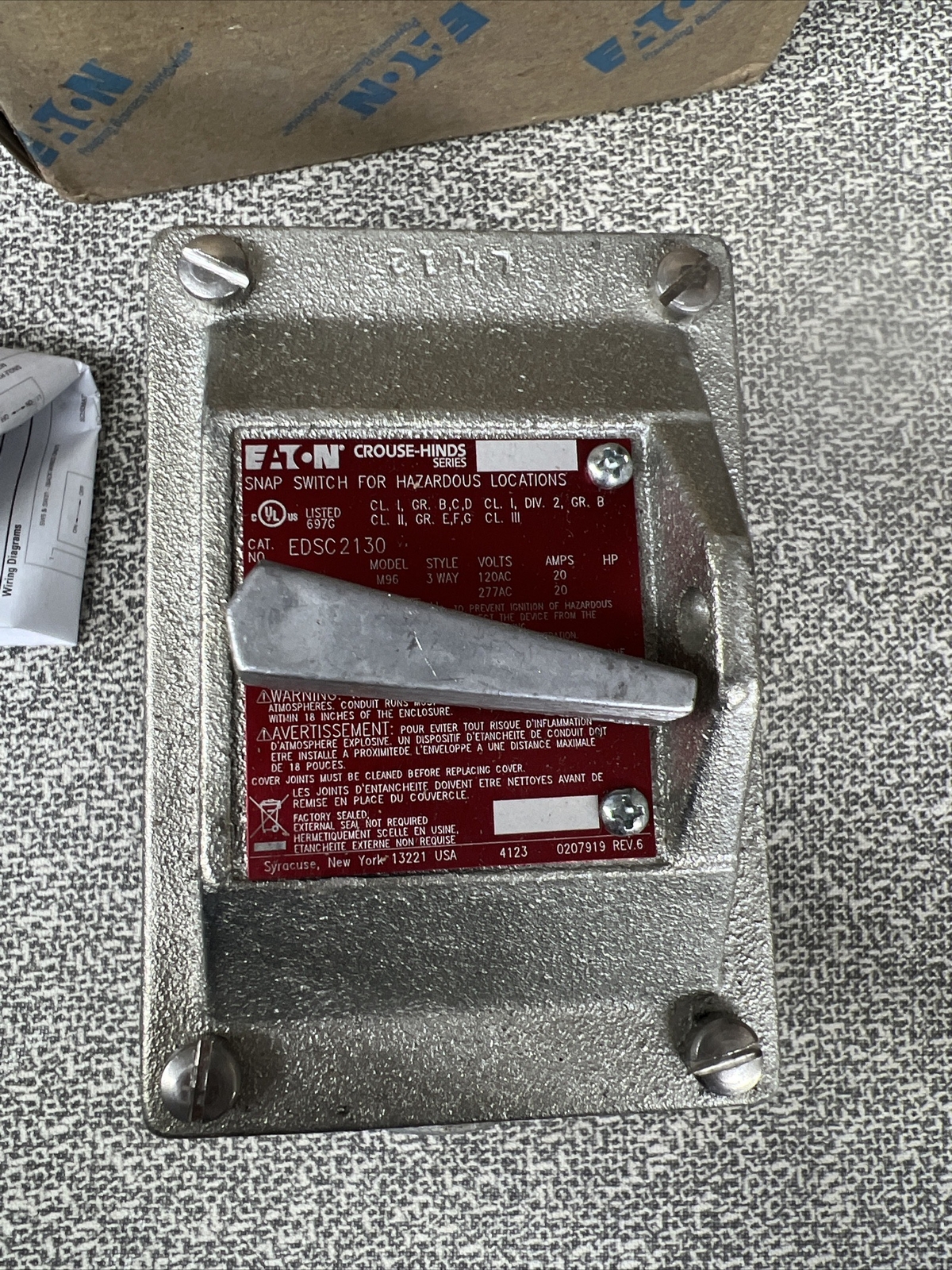 Eaton Crouse Hinds EDSC2130 Explosion Proof Snap Switch 120v-ac | eBay