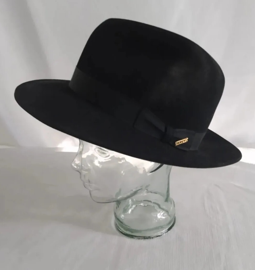 Vtg STETSON Wool Hat 62, 7-3/4 Black Fedora Imperial Hollywood Film ...