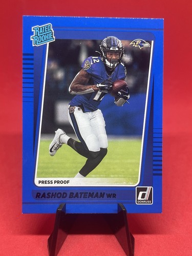 2021 Panini Donruss Football #265 Rashod Bateman Blue Press Proof RC ...