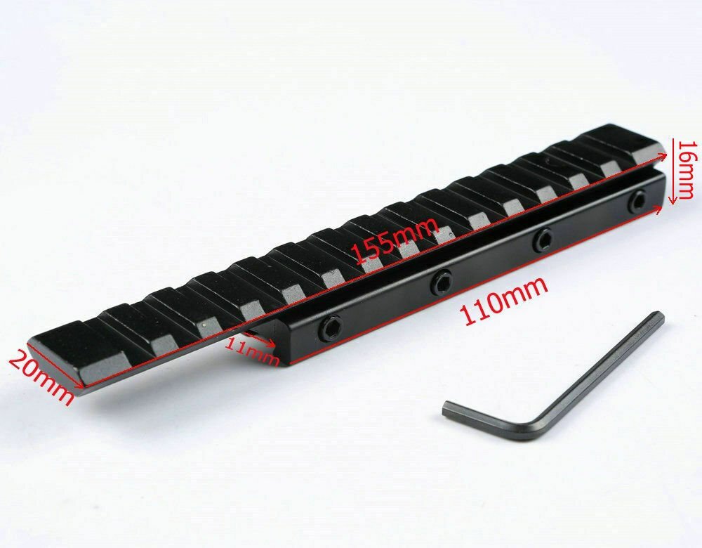 11mm to 20mm Dovetail Extension Scope Mount Base Weaver Picatinny Rail ...