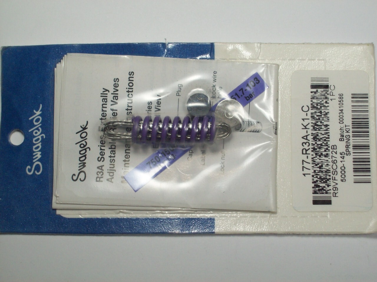 1 - Swagelok Spring Kit for R3A Relief Valve, 750 to 1500 psig, 177-R3A ...