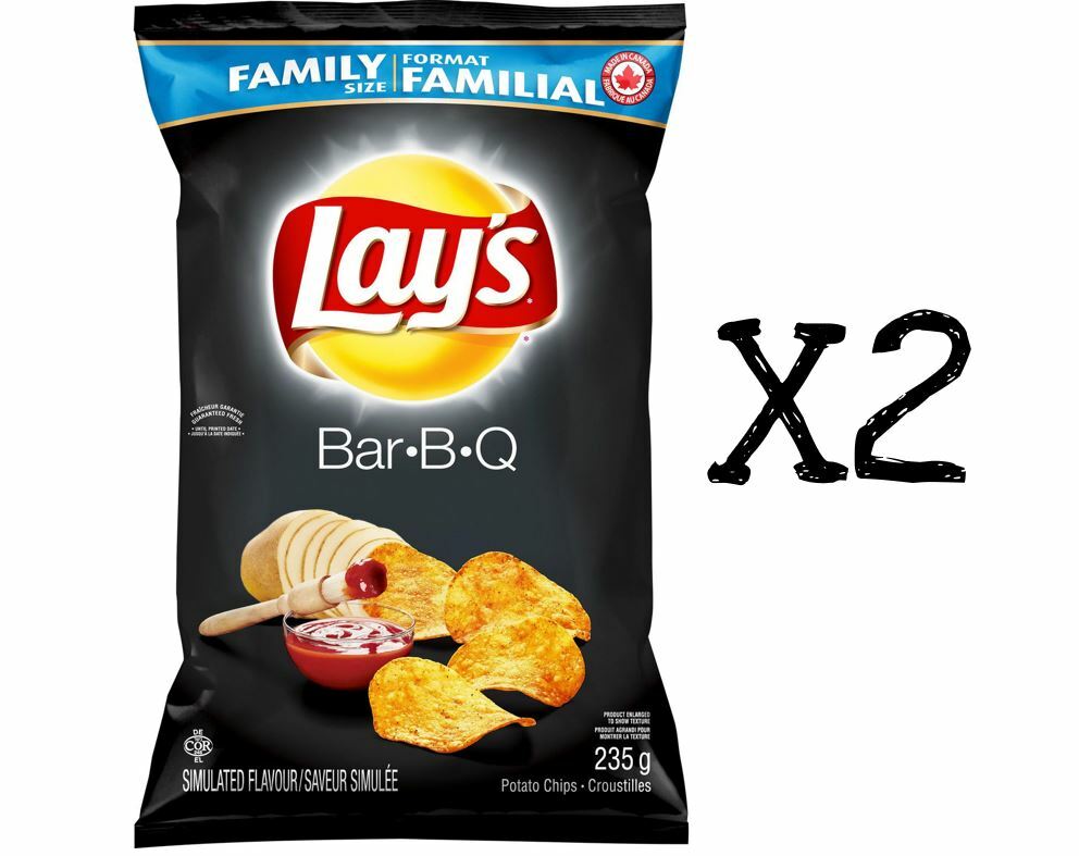 Lays BAR-B-Q Barbeque Chips Large Family Size 235g x2 Bags From Canada ...