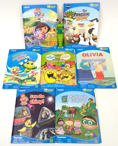 Vtech Bugsby Reading System Lot Of 7 Books + Pen Dora Olivia ~ Tested ...