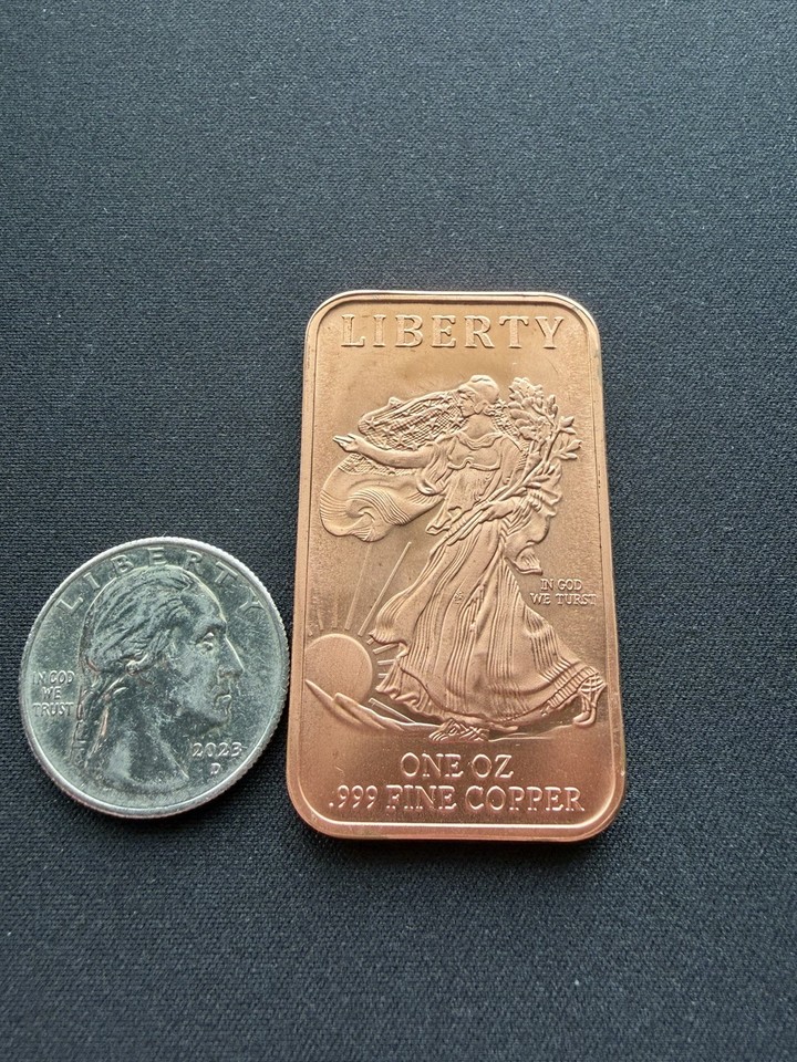 MS Walking Liberty 1oz Copper Bar Bullion 999 Fine Copper | eBay