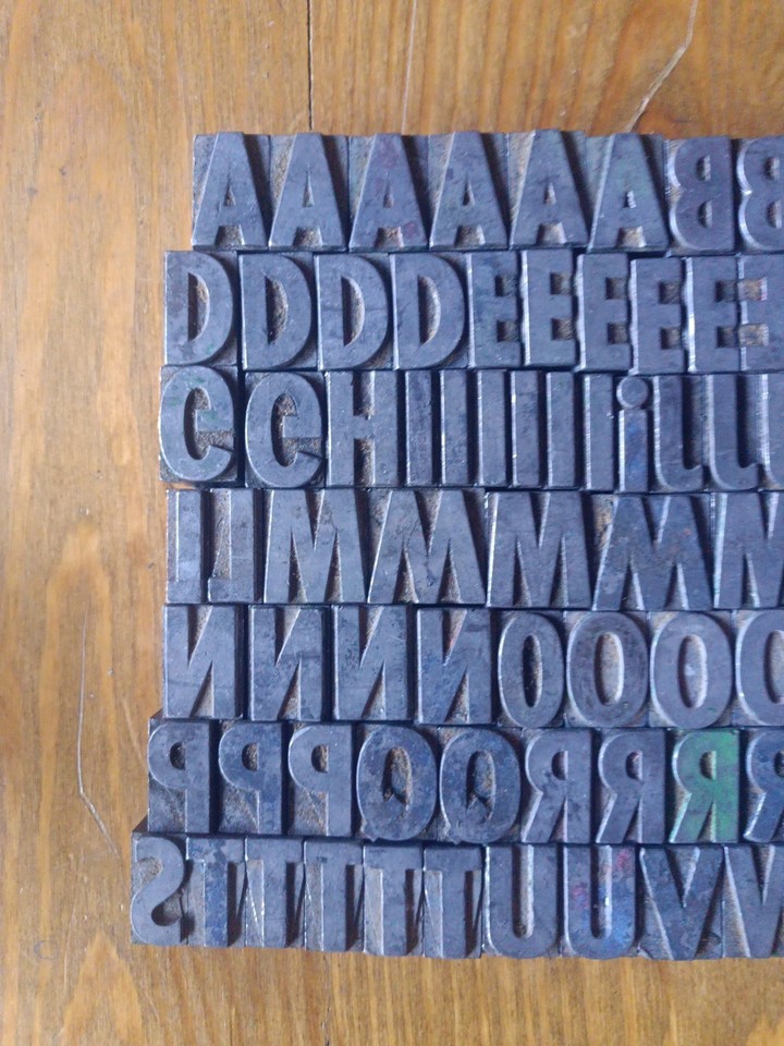 Vintage Metal Type Letterpress Printing Letters Lot Of 105 | eBay