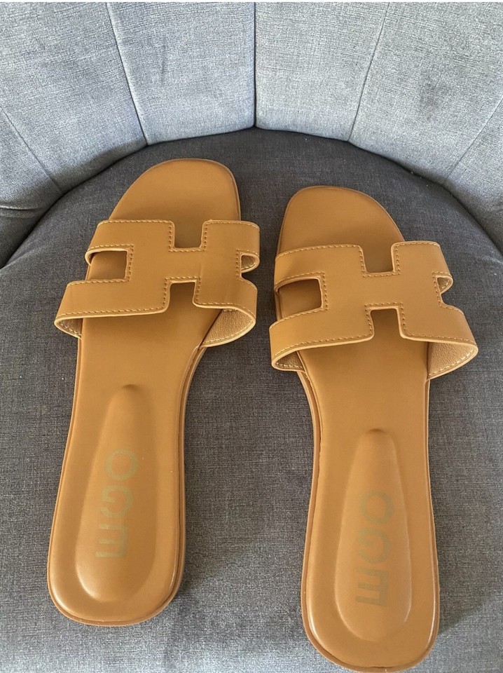 EGO Addison Tan Flat Sliders Size UK 9 | eBay UK