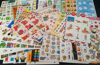 Vintage Sticker Lot Huge Variety Mix Sheets Mostly Vintage Some New 104 ...