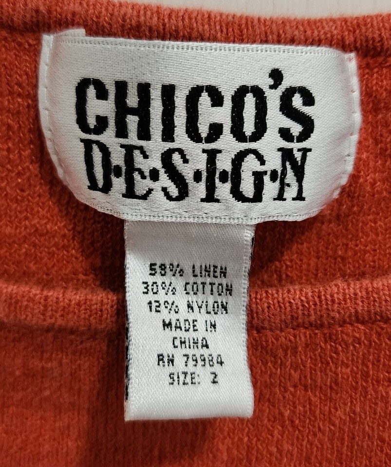 Chico's Design Women's Sleeveless Knit Top Linen Blend Coral Orange Sz ...