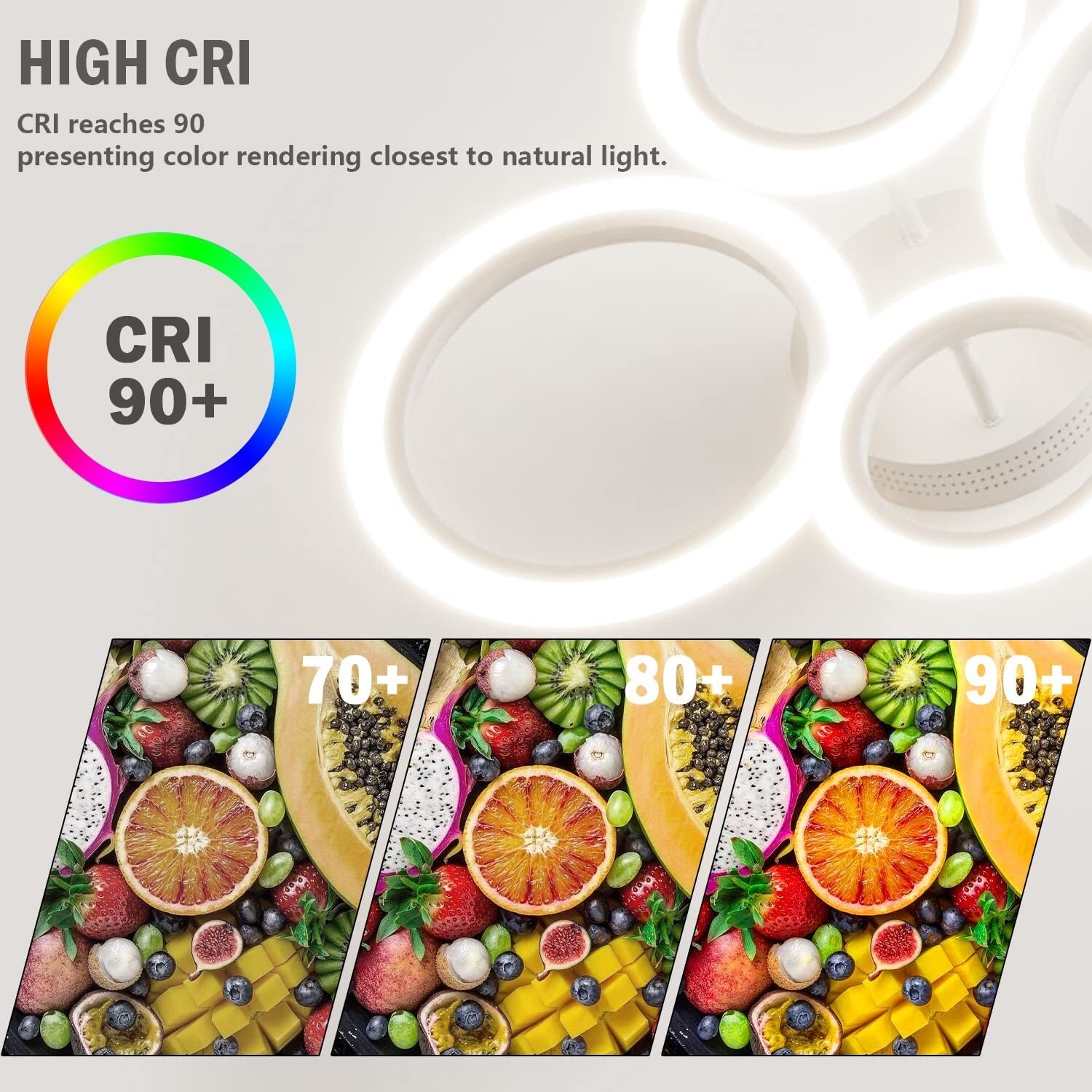 OUQI Modern LED Ceiling Light Dimmable Remote Control 4 Ring Ceiling ...