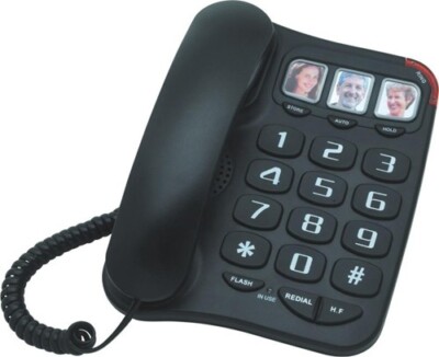 Future Call Amplified 3 Picture Phone With 2-Way Speakerphone (Black ...