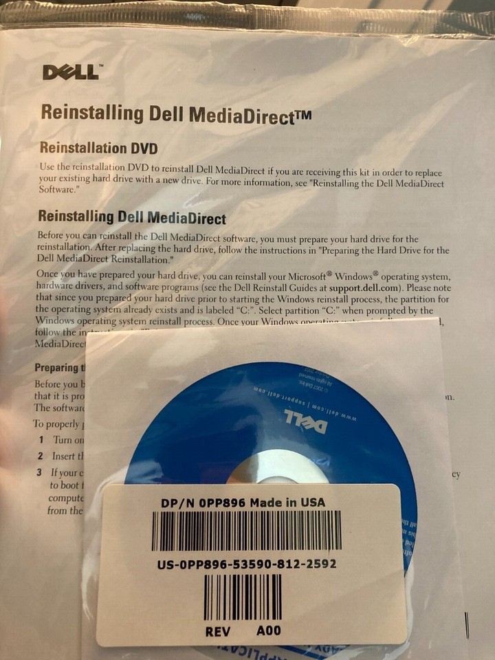 DELL MediaDirect 3.5 Reinstall CD with Manual NEW - SEALED | eBay