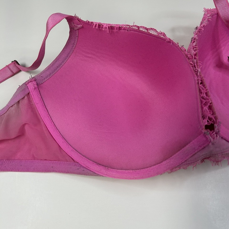 Angels Victorias Secret 38D Pushup Bra Pink Floral Lace Underwire ...