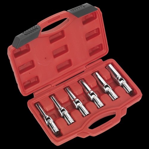 Sealey 3/8in Drive 6 Piece Flexible Glow Plug Socket Set 8 - 16mm ...