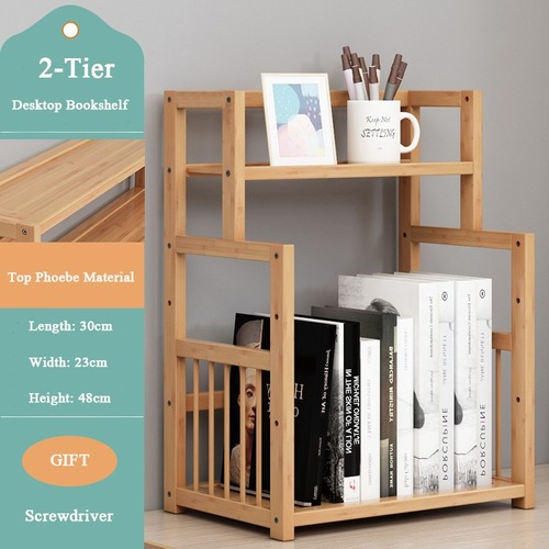 3-tier Wooden Bookshelf Office Stationery Organizer Magazine Storage ...