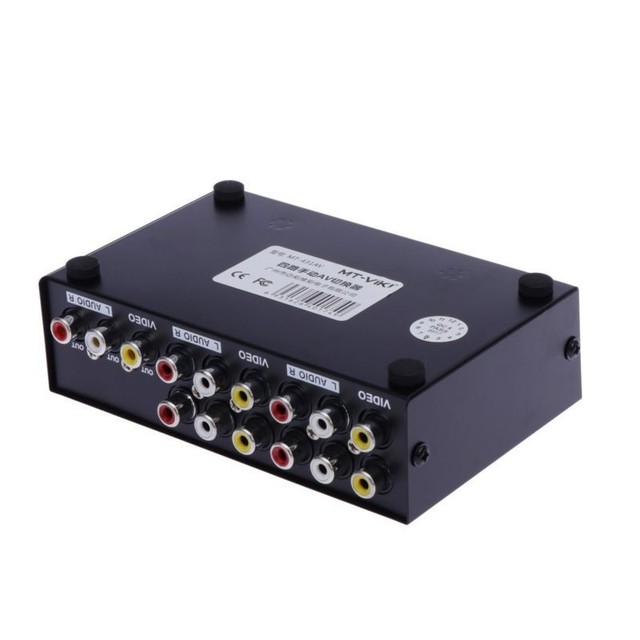 4-Way RCA Video Audio AV Switch Switcher Composite 4 In 1 Out TV ...