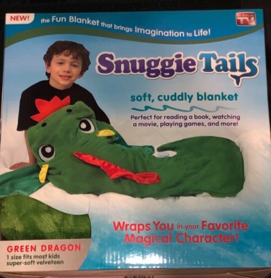AS SEEN ON TV KIDS SNUGGIE TAILS SUPER SOFT BLANKET GREEN DRAGON BRAND ...