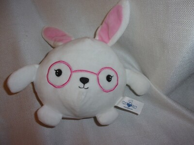 Hugfun White Bunny Rabbit Pink Glasses Sewn Eyes stuffed plush 7" HUG ...