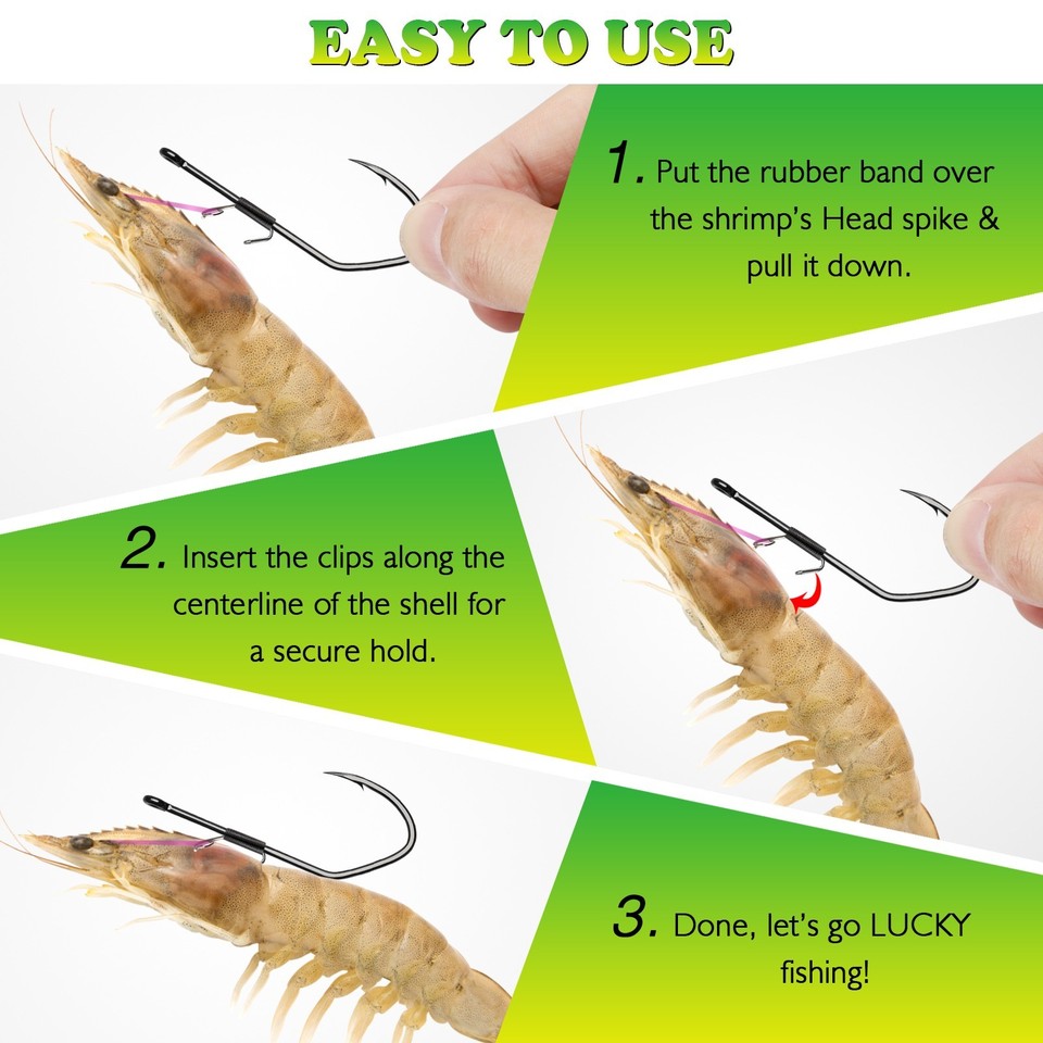 20PCS Live Shrimp Hooks 2/0 V Bend Fishing Bait Hook for Bass Trout ...