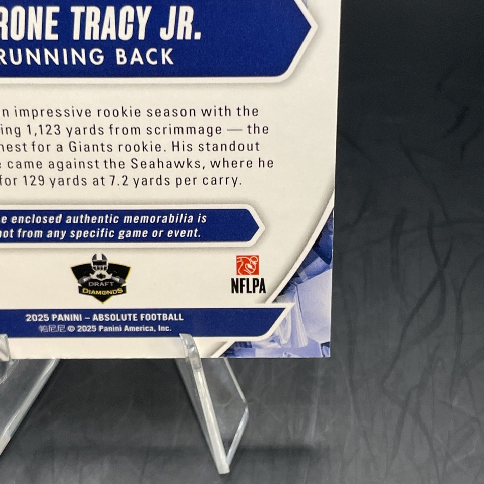 2025 Panini Absolute - Draft Diamond Jersey Tyrone Tracy Jr. SP/49 ...