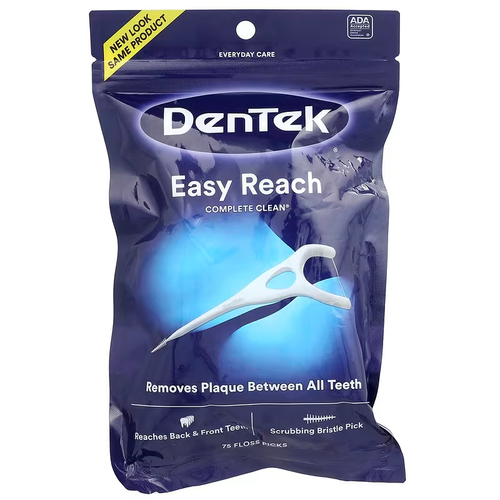 DENTEK Complete Clean Easy Reach Floss picks Mouthwash Blast 75 FLOSS ...
