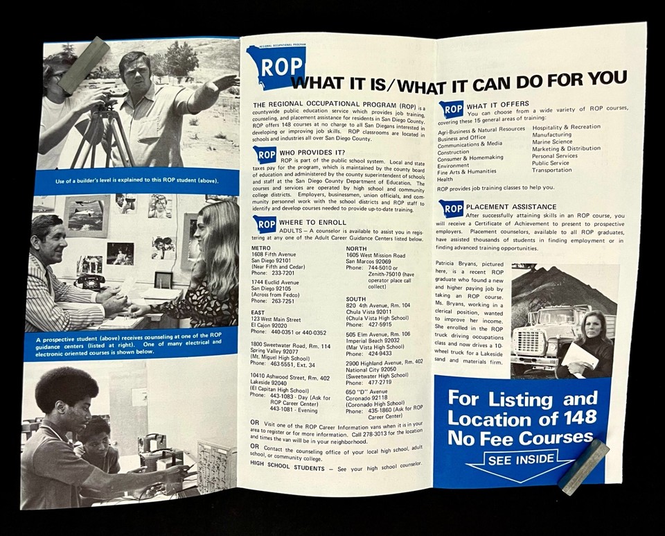 1975 ROP Regional Occupation Program Free Job Training Courses Vintage ...