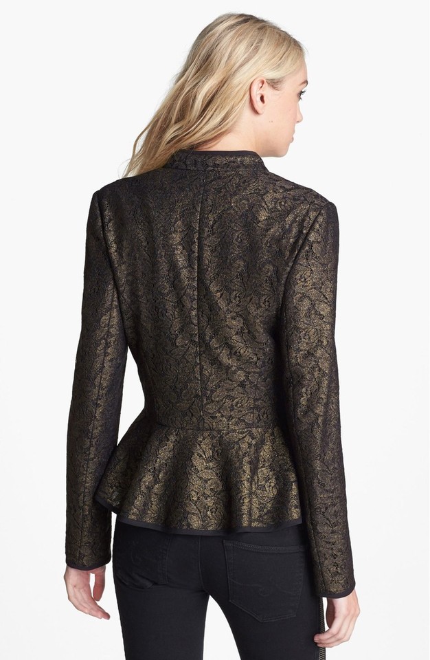 Hinge Metallic Lace Peplum Jacket S Nwt 128 Ebay