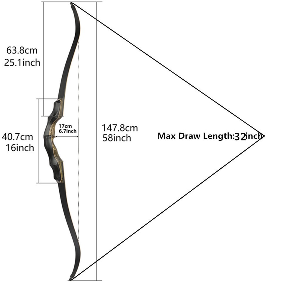 62" Takedown Recurve Bow 20-60lbs Limb Wooden Riser Archery American ...