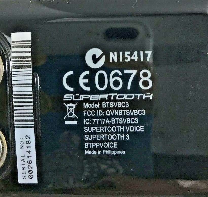 BlueAnt Supertooth 3 Bluetooth Handsfree Cellular N15417 Model: BTSVBC3 ...