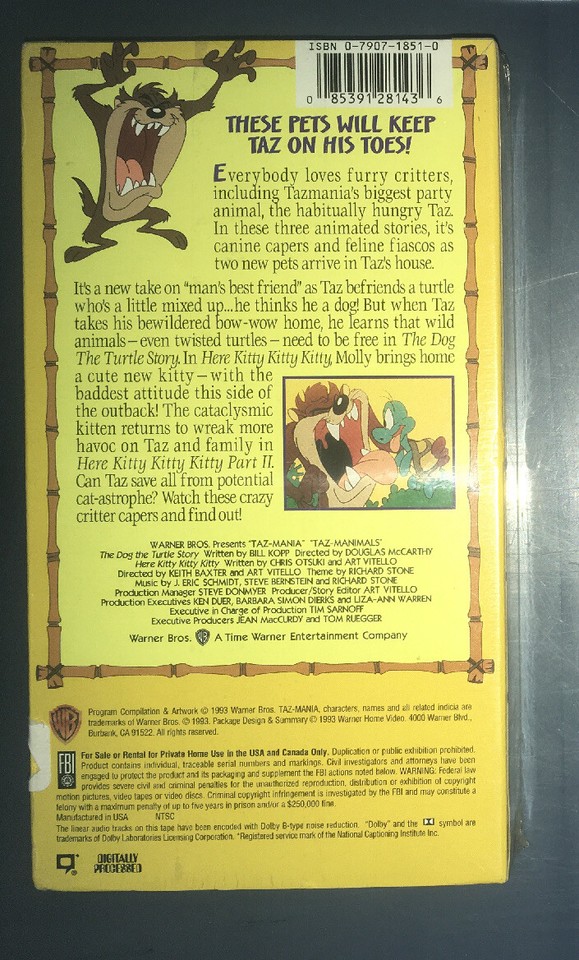 Taz Mania: Taz-Manials - (VHS, 1993) | eBay