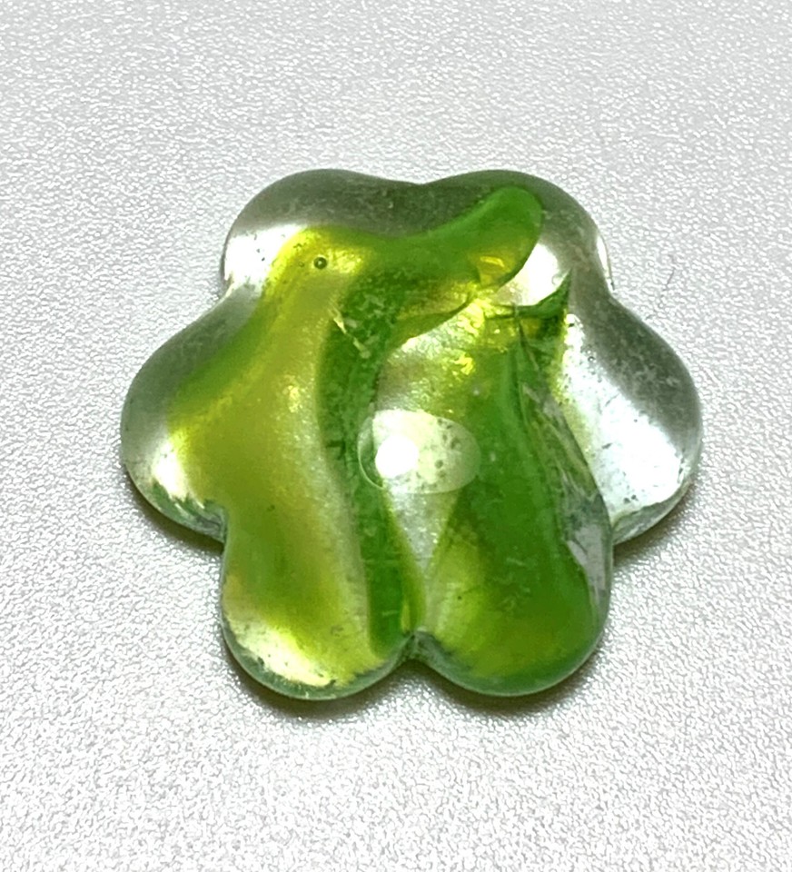 Pk 25 Green Glass Flower Gems Mega Marbles Mosiac Retired Crafts ...