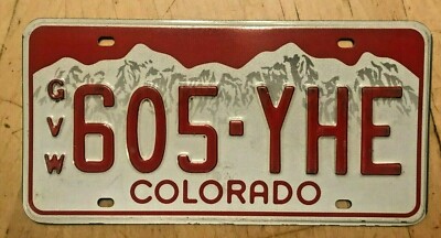 COLORADO GVW GROSS VEHICLE WEIGHT RED LICENSE PLATE " 605 YHE " CO | eBay