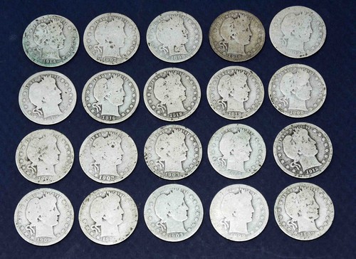 20 US Barber 25Cent Quarter Coins 90% Silver All Circulated | eBay