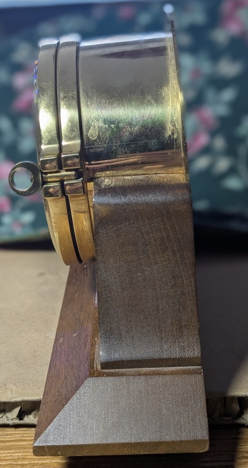 Vintage Benchmark Brass Ships Bell Clock with Wooden Stand | eBay