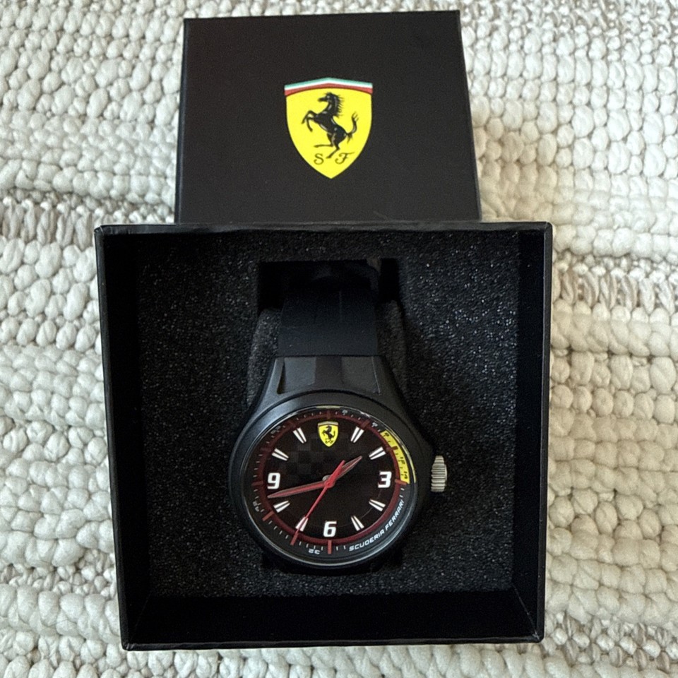 Scuderia Ferrari Men's Pit Crew Black Dial Red Strap Watch Red And ...