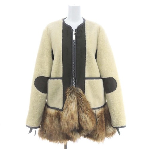 Sakai Fake Fur Docking Boa Jacket No Collar 1 Ivory 17-03390 Os Women | eBay