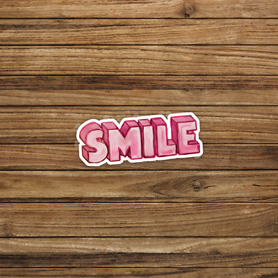 Pink 3D Smile Text Sticker - Cute Positive Vibes Decal for Laptops ...